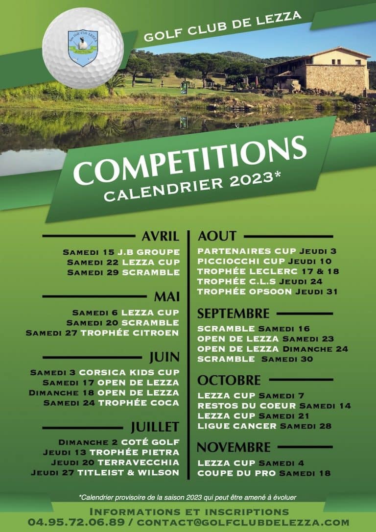Calendrier des Compétitions - Golf Club de Lezza